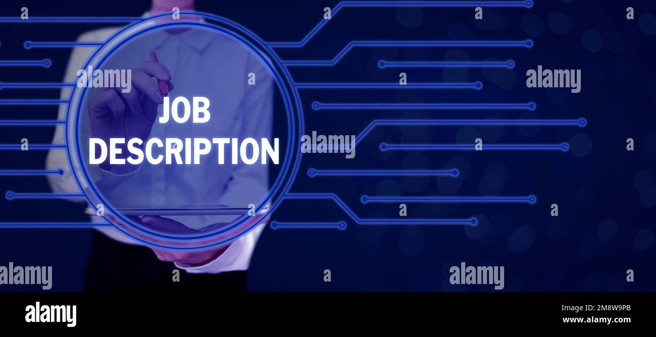 Sign displaying Job Description, Word Written on A document that ...