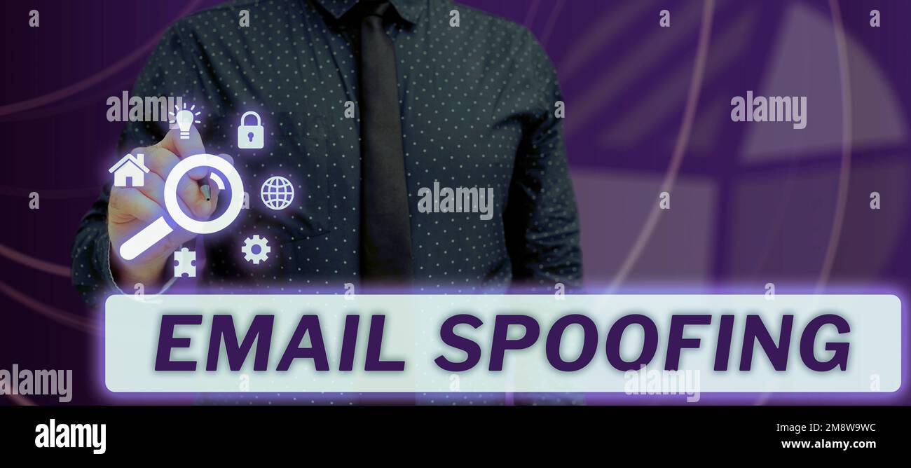 Text showing inspiration Email Spoofing. Word Written on secure the ...