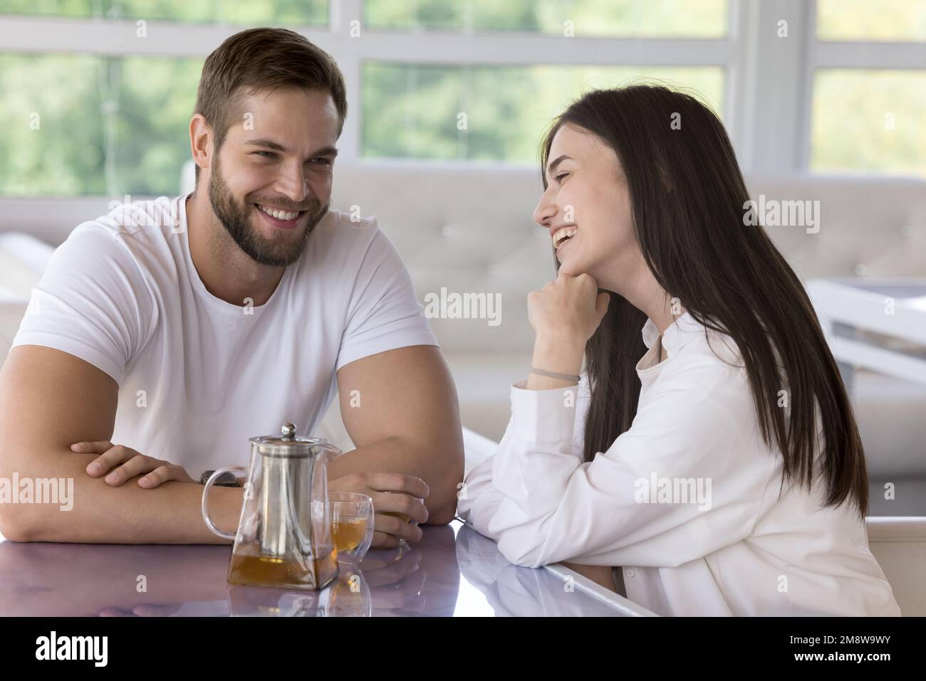 Young beautiful couple tea hi-res stock photography and images - Alamy