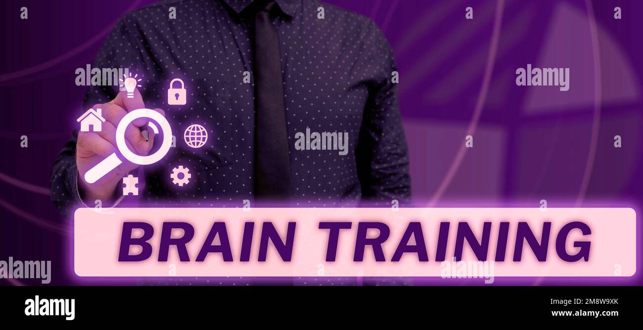 Hand writing sign Brain Training. Word Written on mental activities to ...