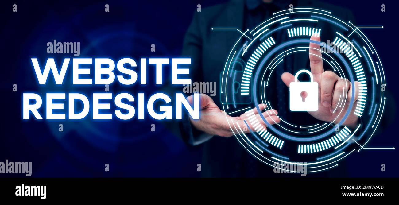 Text caption presenting Website Redesign. Business approach modernize improver or evamp your ...