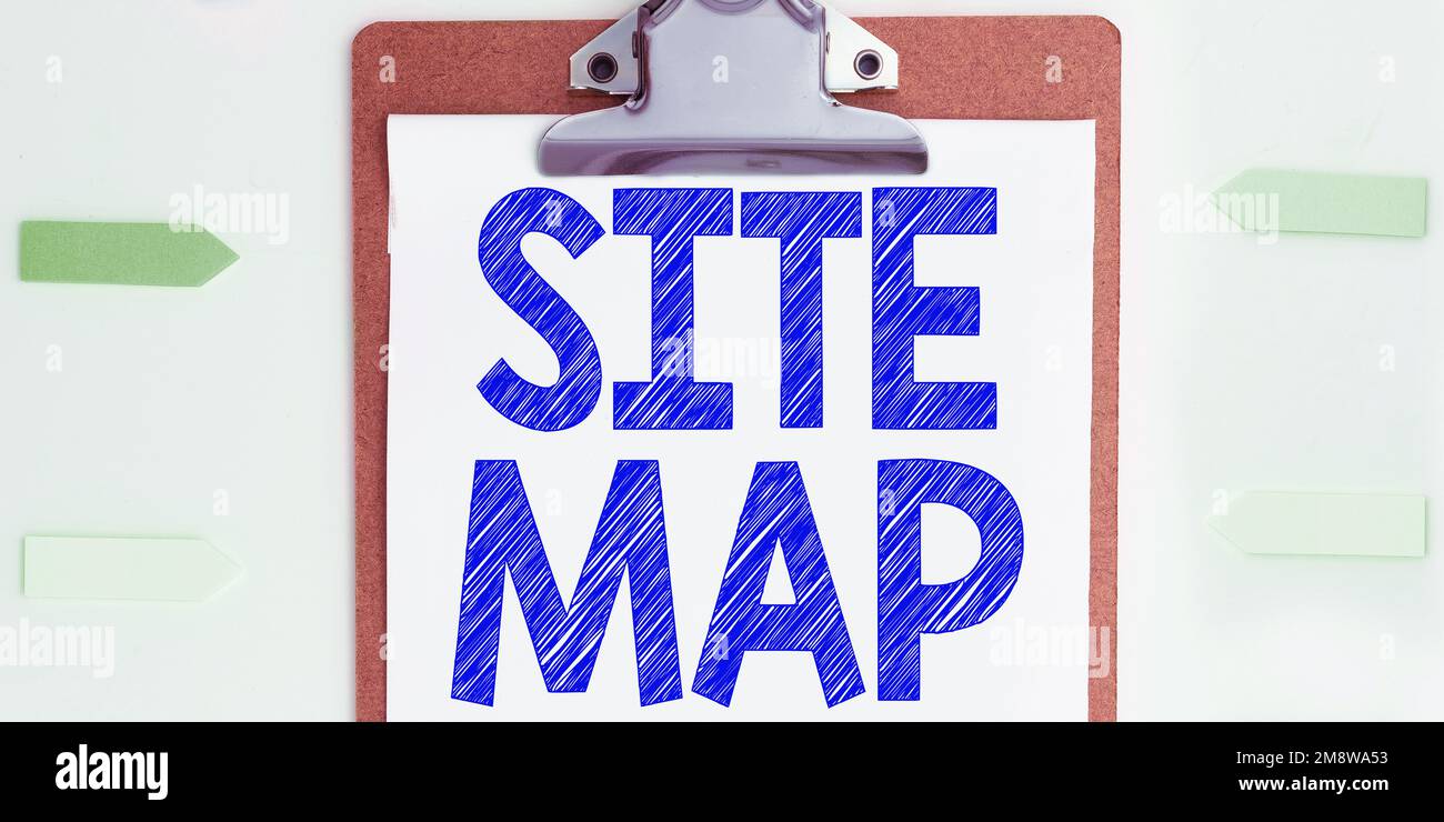 Text showing inspiration Site Map. Business showcase designed to help ...