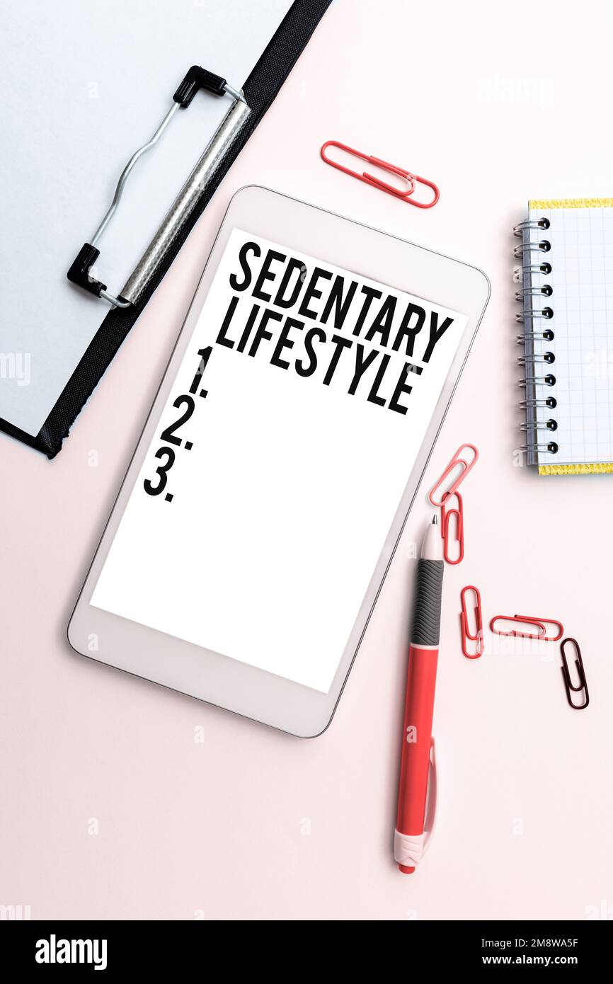 Writing displaying text Sedentary Lifestyle, Internet Concept ways and ...