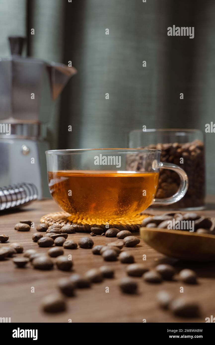 a glass mug of black tea Stock Photo - Alamy