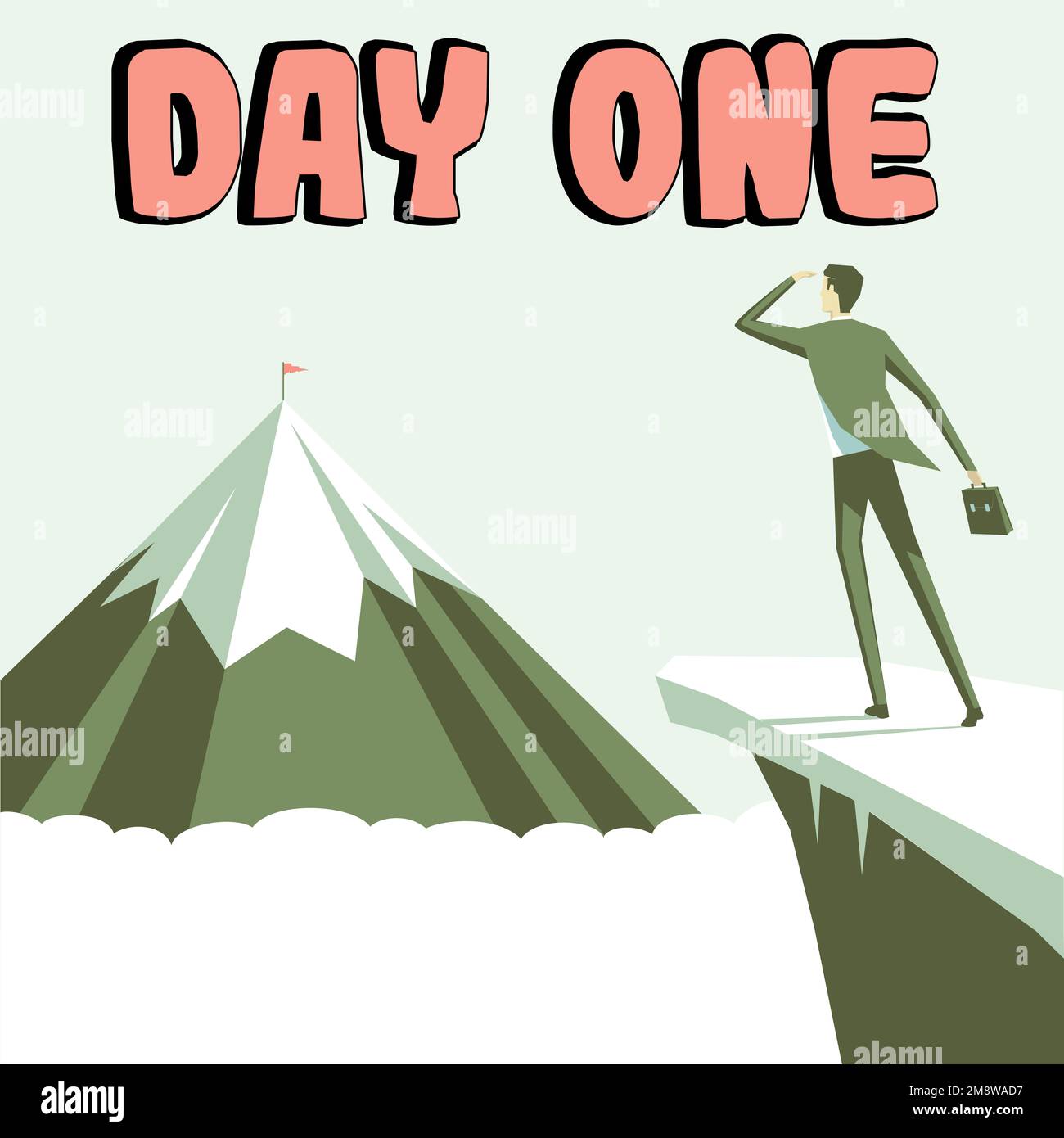 Conceptual caption Day One. Business concept Start moment First step ...