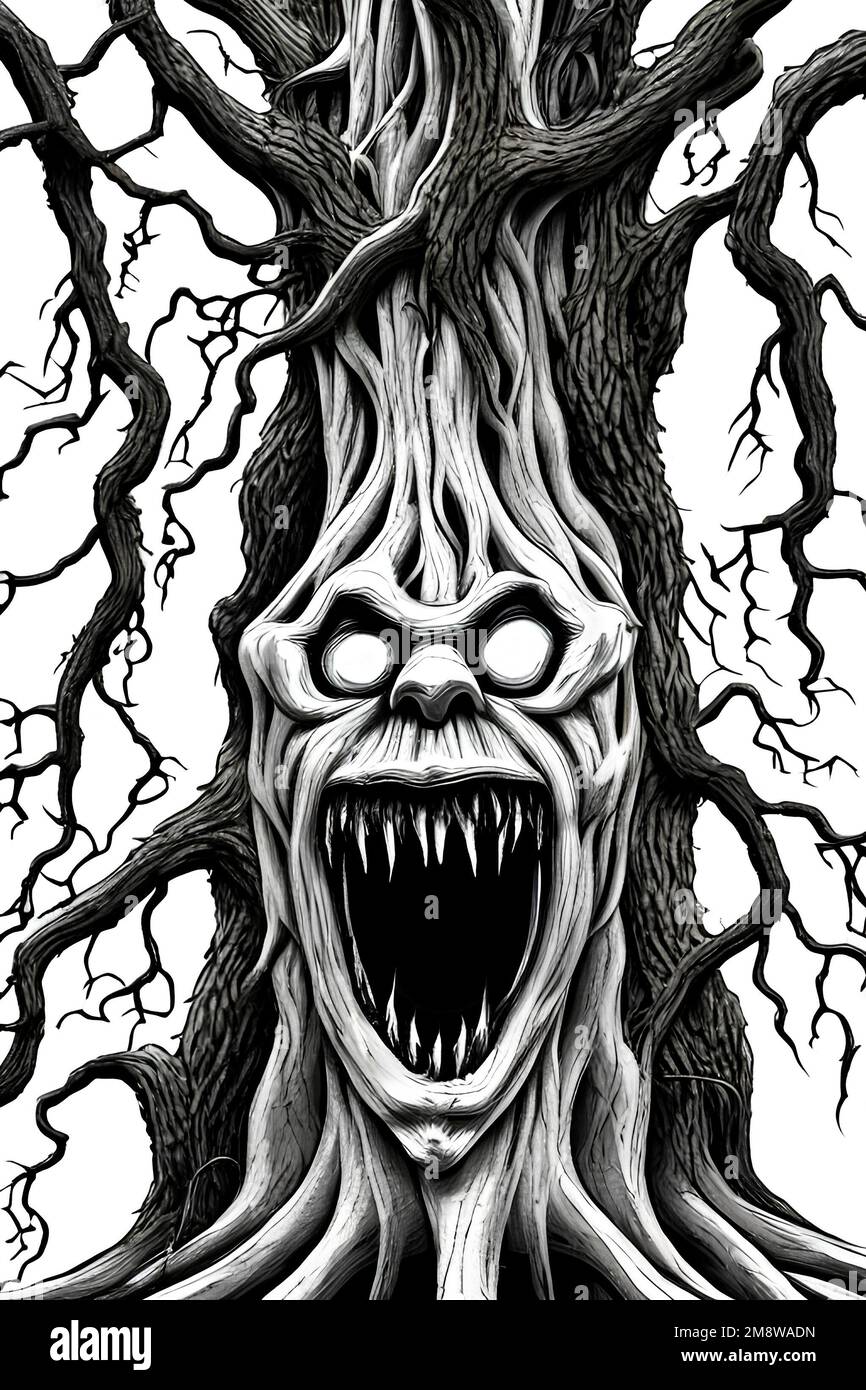 Spooky tree illustration hi-res stock photography and images - Alamy