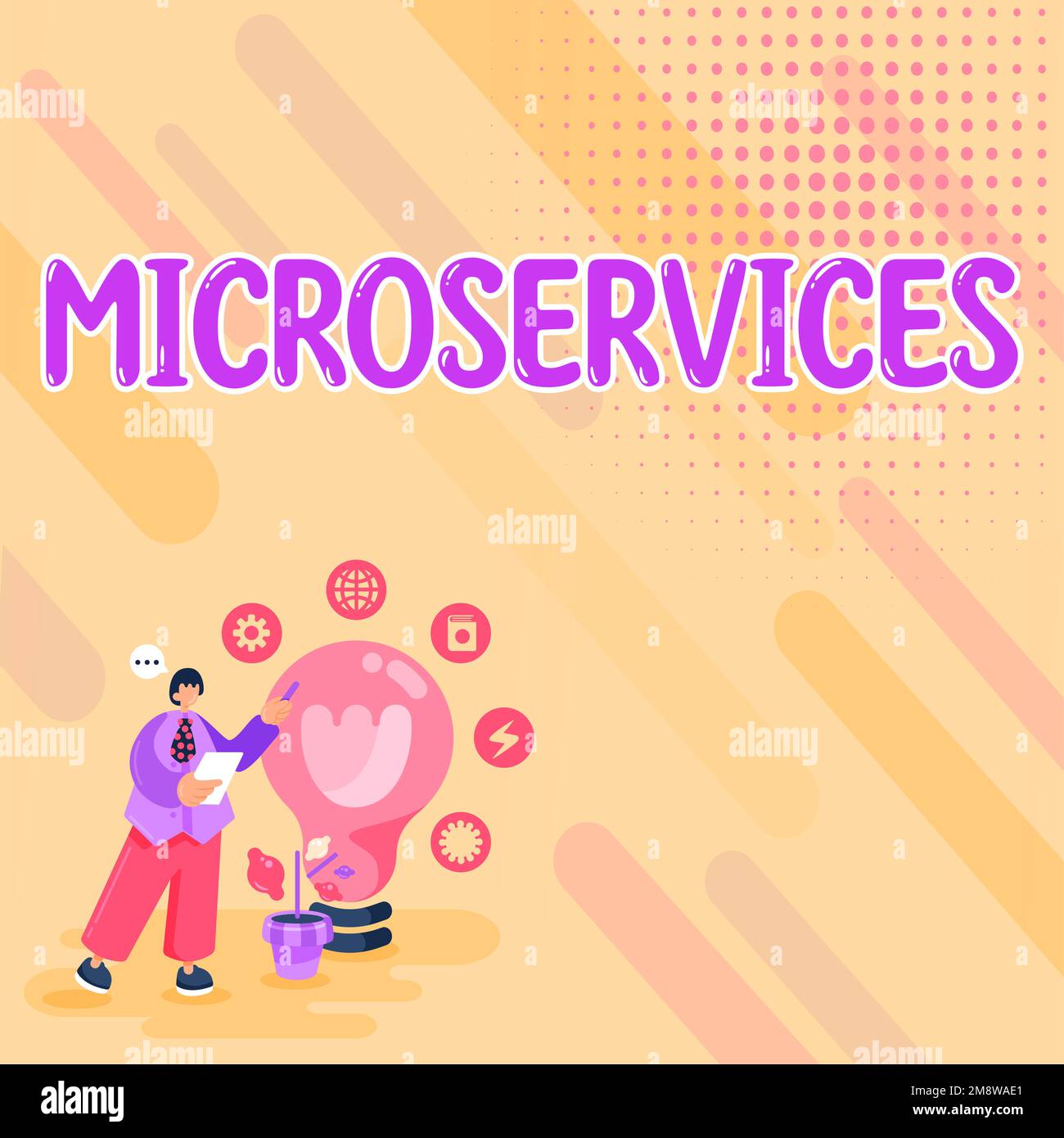 Text showing inspiration Microservices. Conceptual photo Software ... Text showing inspiration Microservices. Conceptual photo Software ...