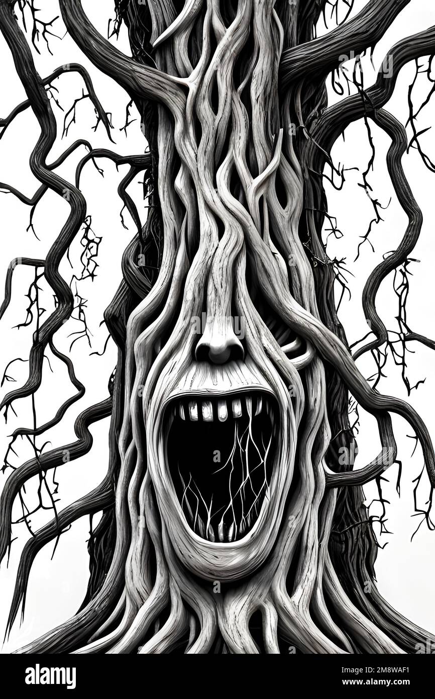 Spooky tree illustration hi-res stock photography and images - Alamy