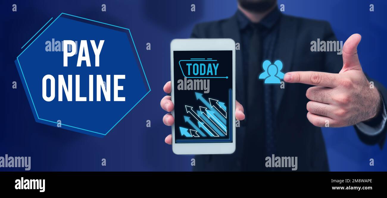 Writing displaying text Pay Online. Business approach buy products or ...