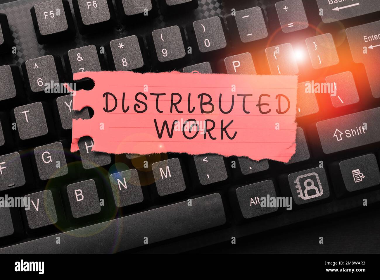 Text showing inspiration Distributed Work. Business overview practiced by enterprises using ...