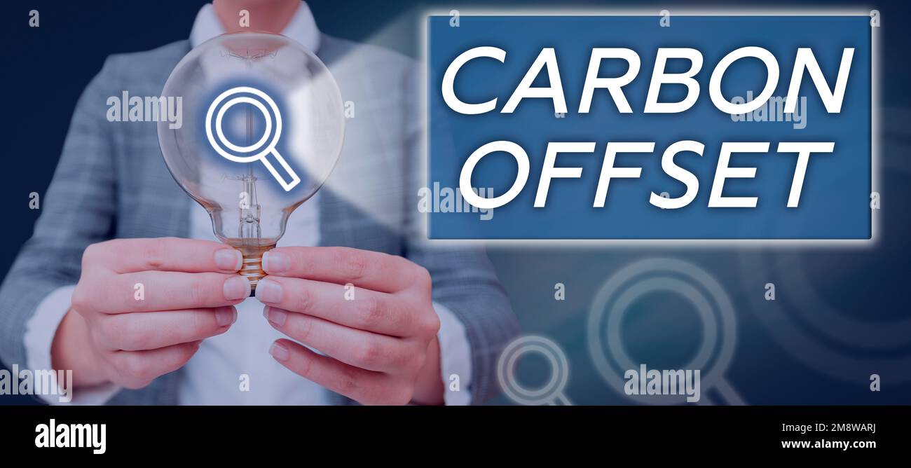 Sign displaying Carbon Offset. Concept meaning Reduction in emissions ... Sign displaying Carbon Offset. Concept meaning Reduction in emissions ...