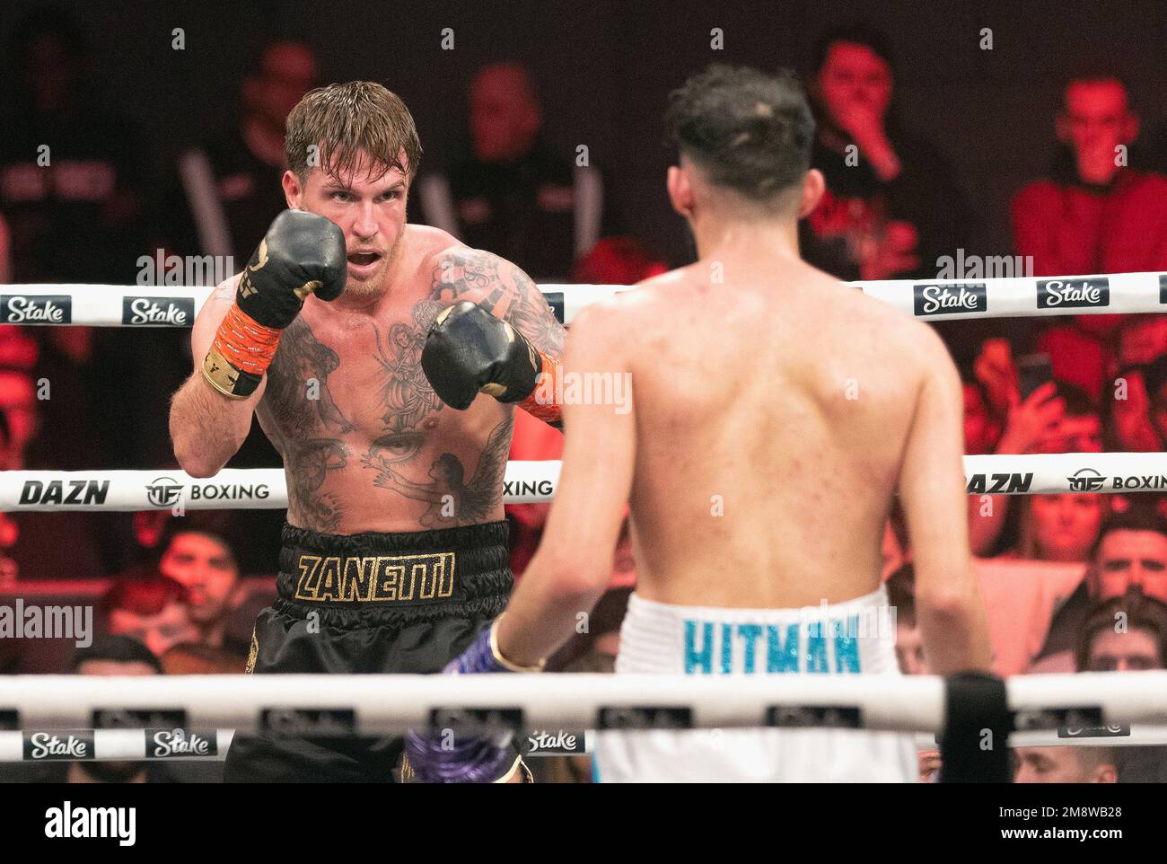 London, UK. 14 January, 2023. Tom Zanetti and Slim Albaher fight prior ...