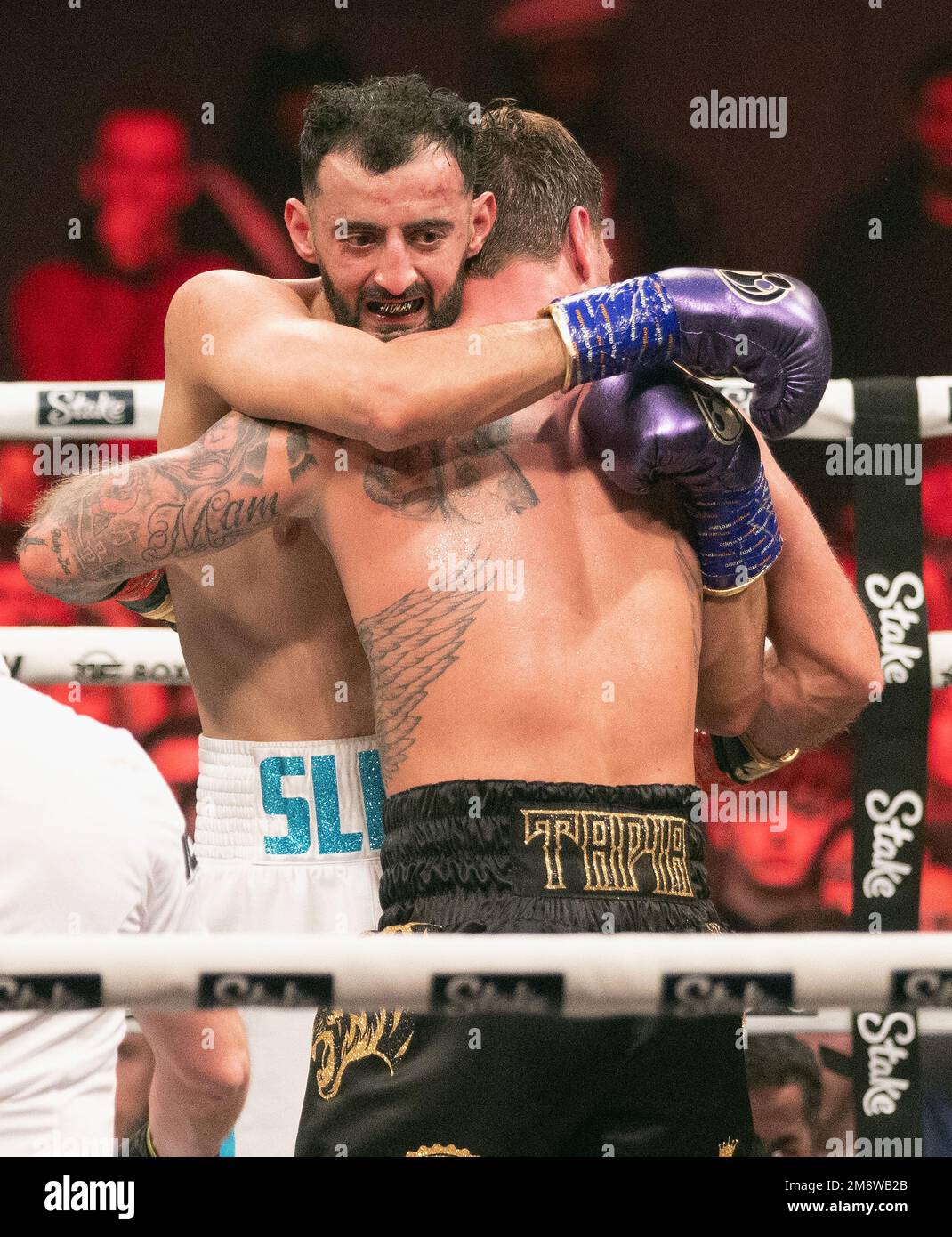 London, UK. 14 January, 2023. Tom Zanetti and Slim Albaher fight prior ...