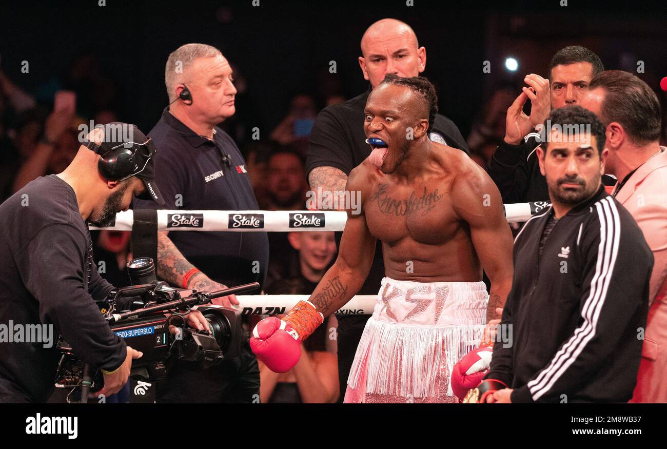 London, UK. 14 January, 2023. KSI wins the fight between KSI v FaZe ...