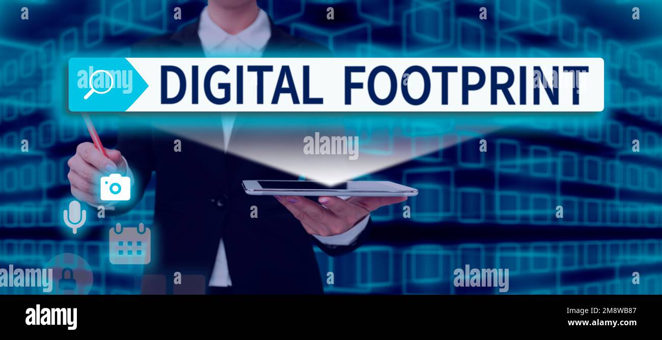 Text showing inspiration Digital Footprint. Word Written on uses ...