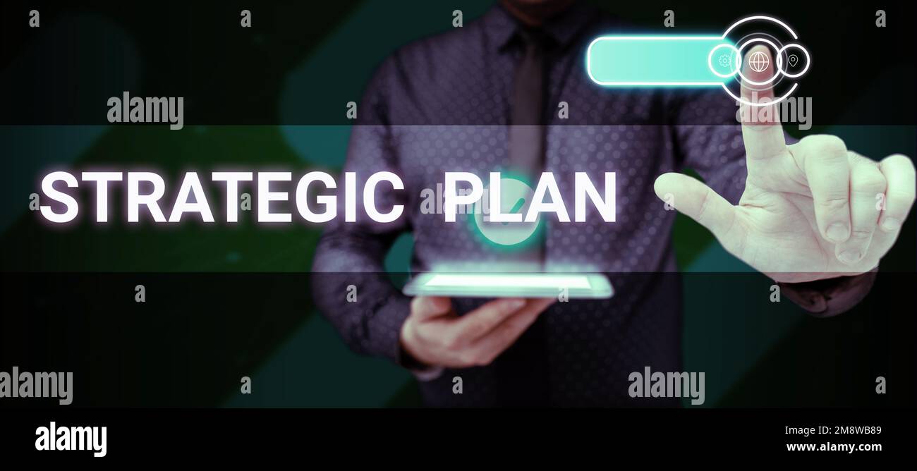 Sign displaying Strategic Plan, Internet Concept A process of defining ...