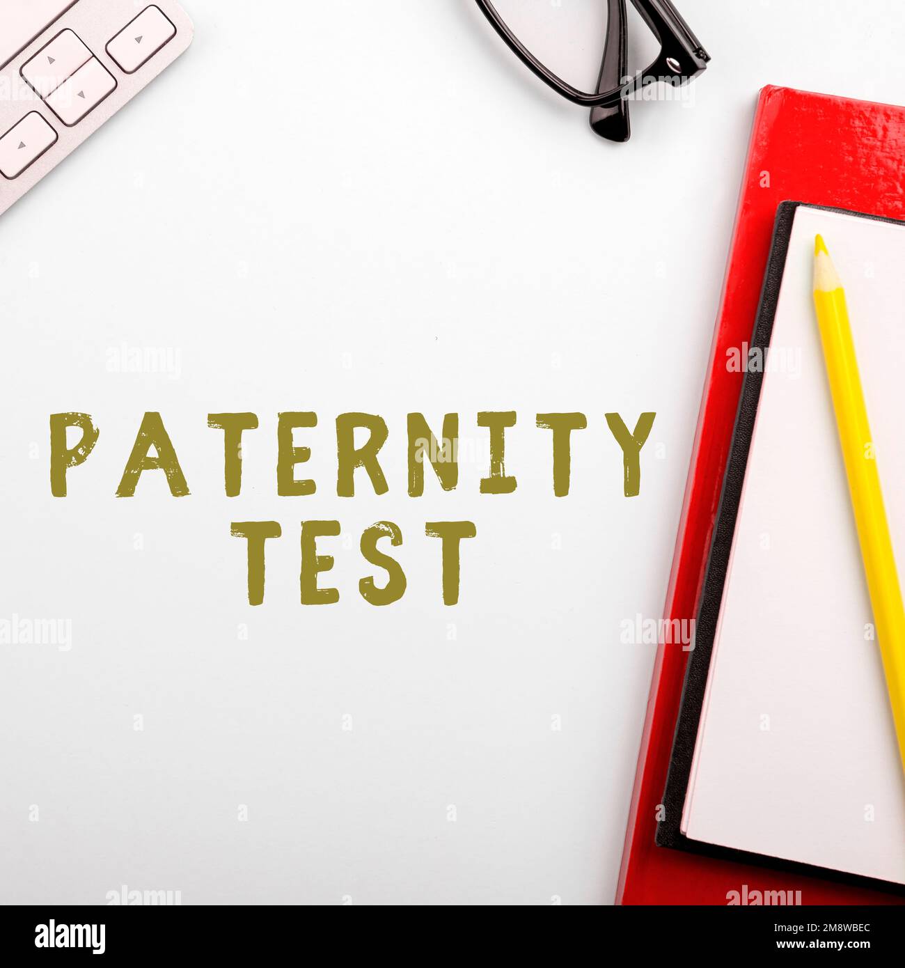 Text caption presenting Paternity Test. Word for a test of DNA to ...