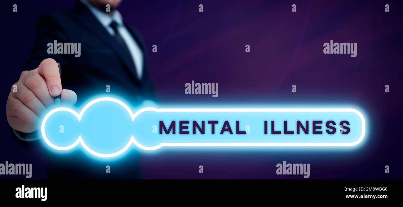 Text caption presenting Mental Illness. Word Written on person ...