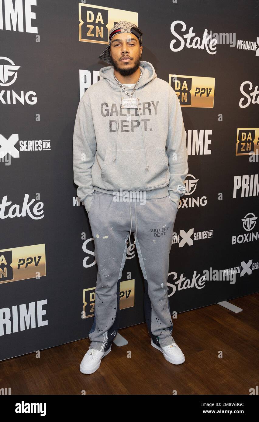 London, UK. 14 January, 2023. AJ Tracey attends the Arrivals at the KSI ...