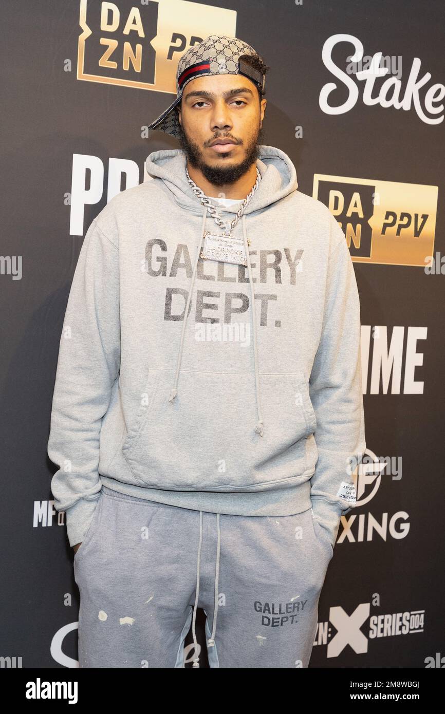 London, UK. 14 January, 2023. AJ Tracey attends the Arrivals at the KSI ...