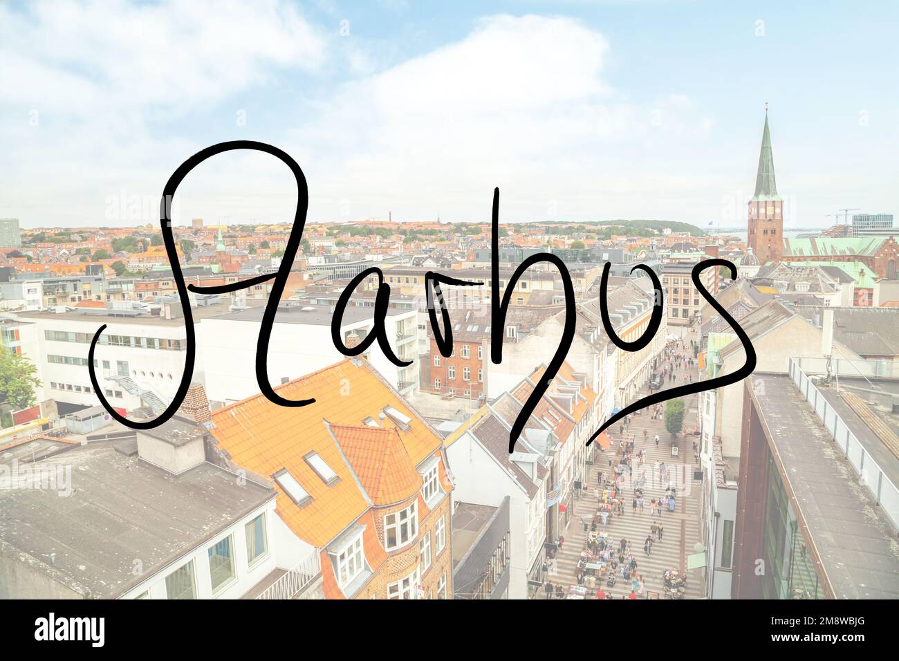 Place name, handwritten with a photo of the place in the background ...