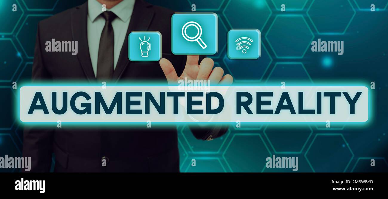 Text caption presenting Augmented Reality. Business concept technology ... Text caption presenting Augmented Reality. Business concept technology ...