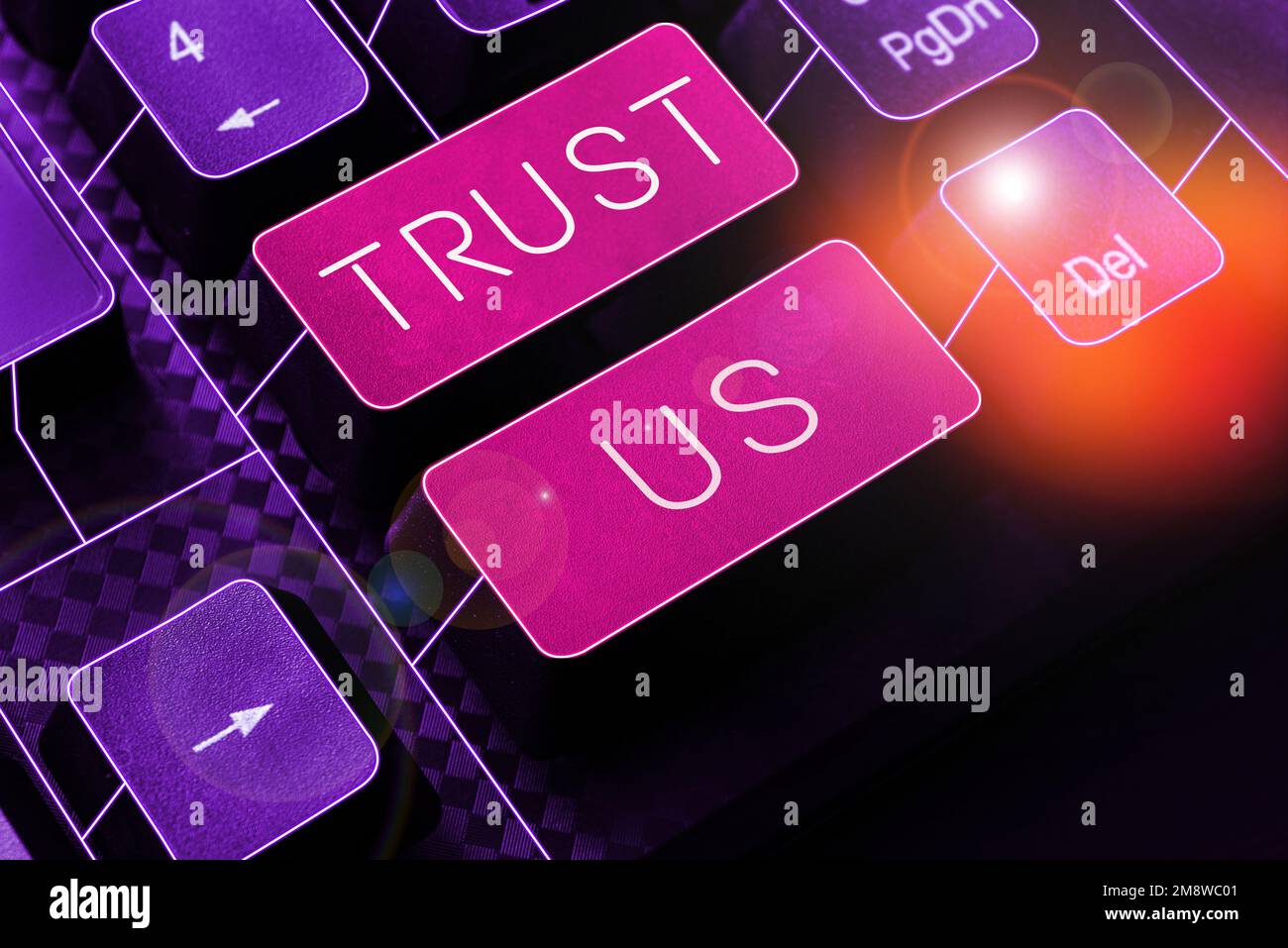 Conceptual caption Trust Us. Internet Concept to believe that someone ...