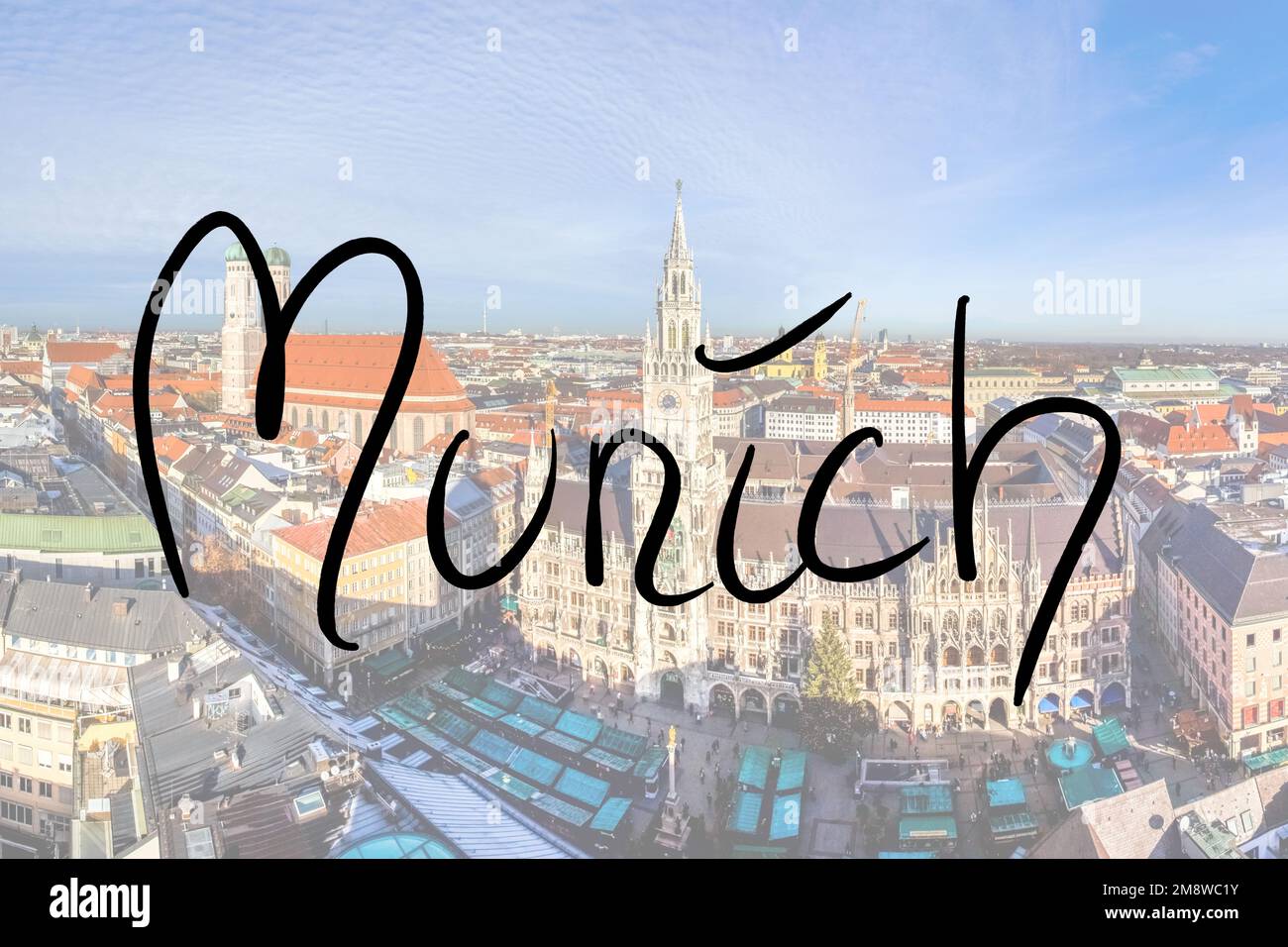 Place name handwritten with a photo of the place in the background ...