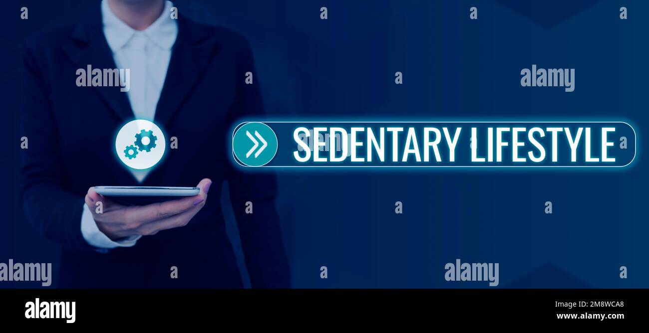 Conceptual display Sedentary Lifestyle. Business showcase ways and ...