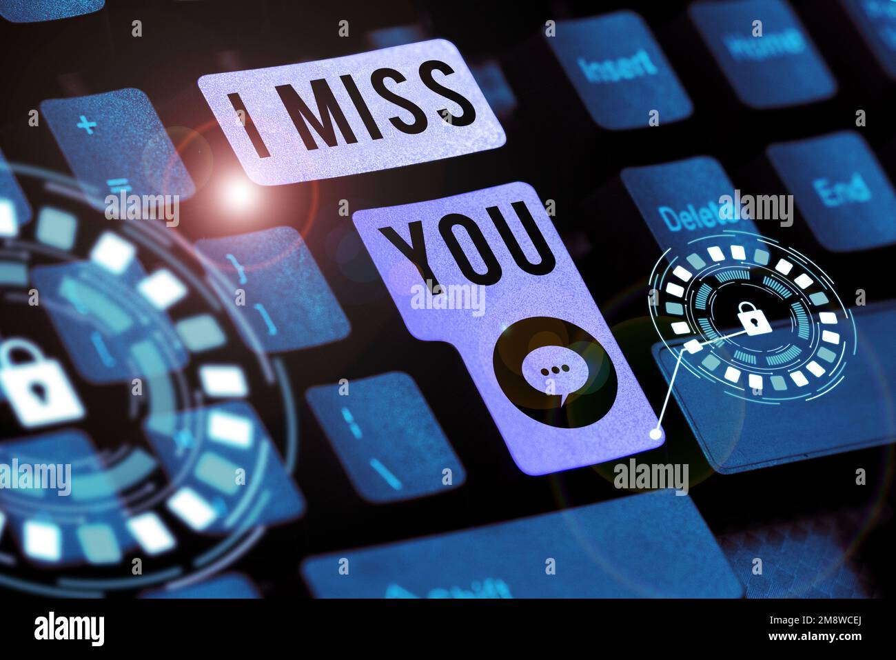 Conceptual caption I Miss You. Business overview Feeling sad because ...