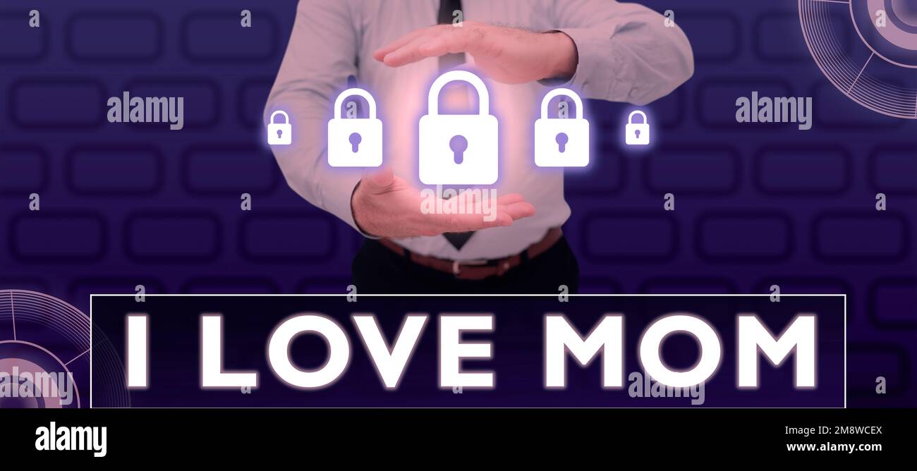 Writing displaying text I Love Mom. Business idea Good feelings about ...