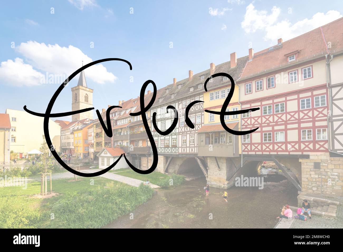 Place name handwritten with a photo of the place in the background ...