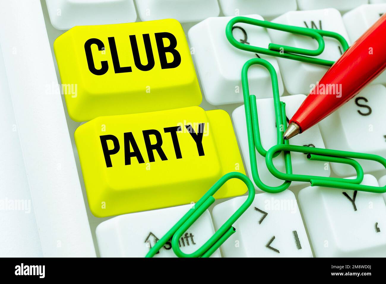 Hand writing sign Club Party. Business showcase social gathering in a ...