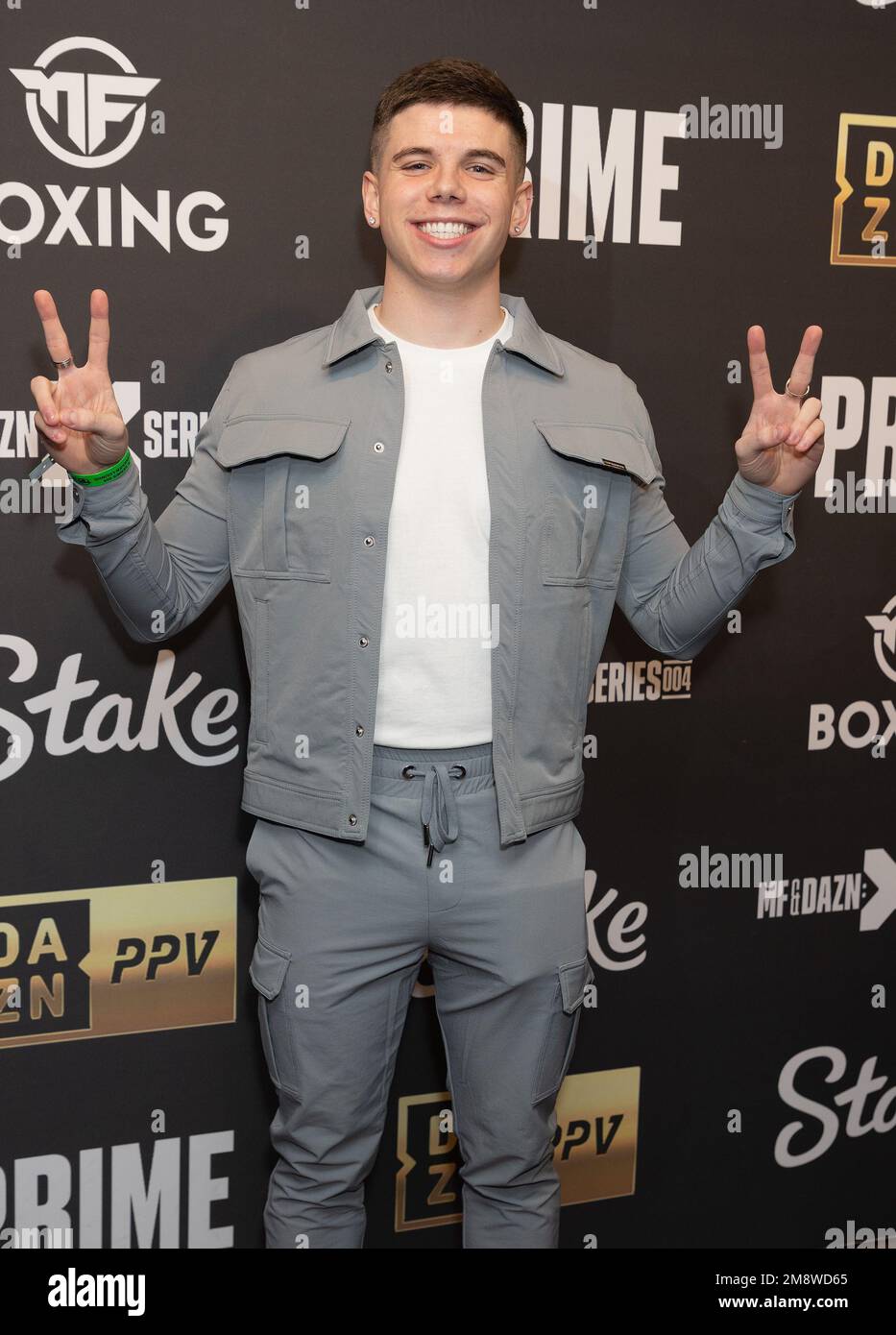 London, UK. 14 January, 2023. George Baggs attends the Arrivals at the ...