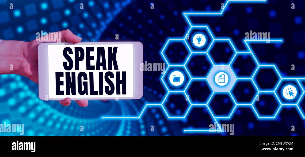 Text showing inspiration Speak English. Business overview Study another ...