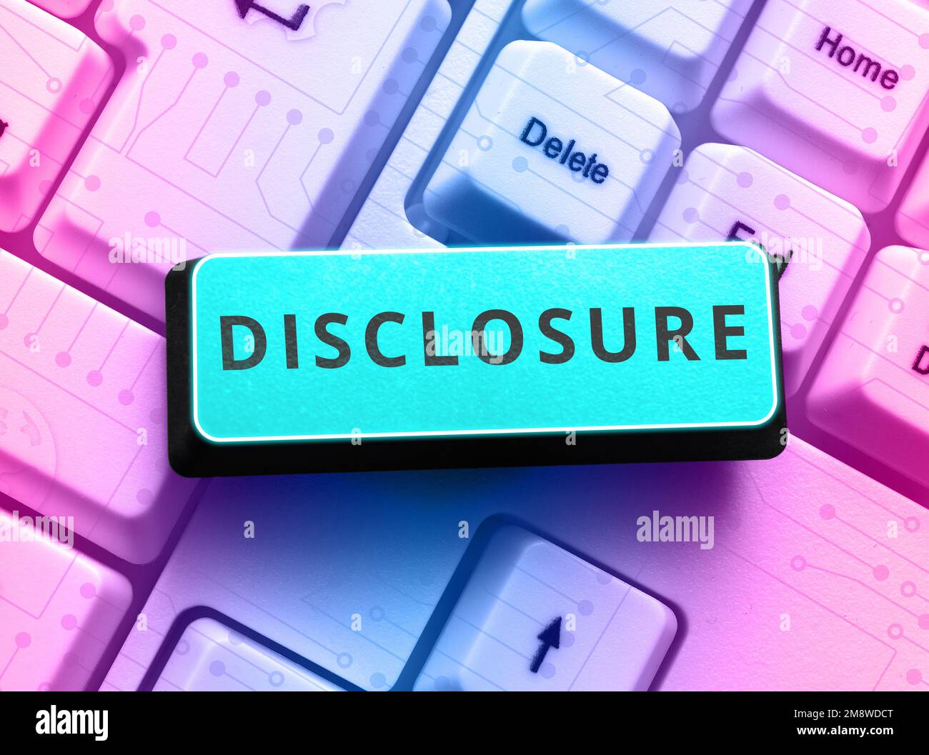 Sign displaying Disclosure. Word Written on The action of making New or ...