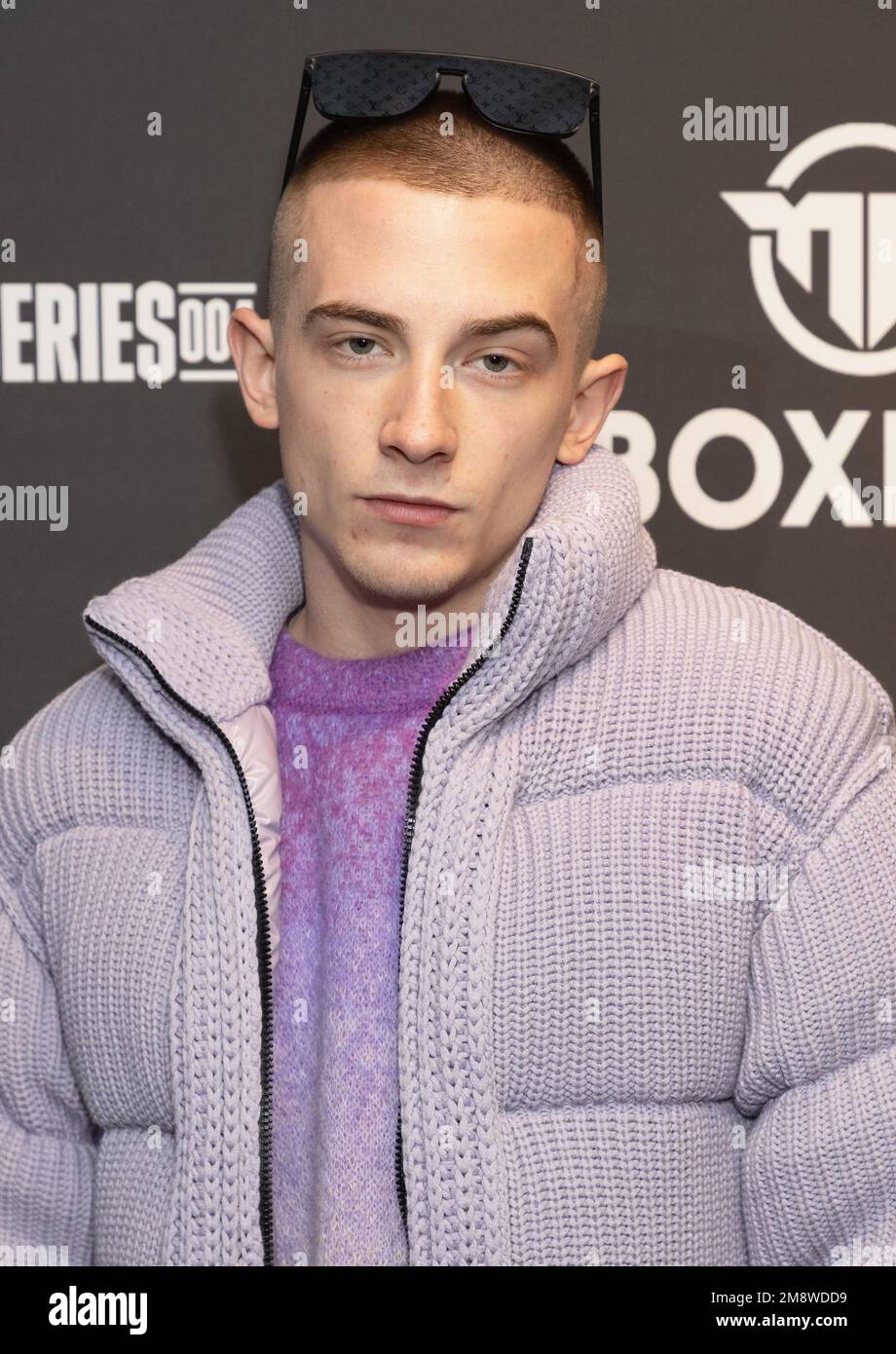 London, UK. 14 January, 2023. ArrDee attends the Arrivals at the KSI v ...