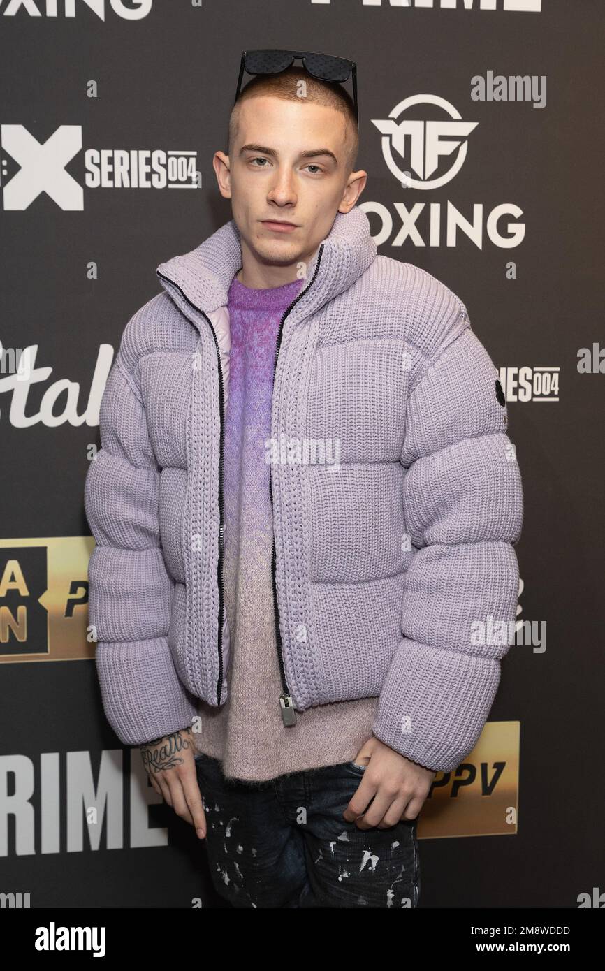 London, UK. 14 January, 2023. ArrDee attends the Arrivals at the KSI v ...