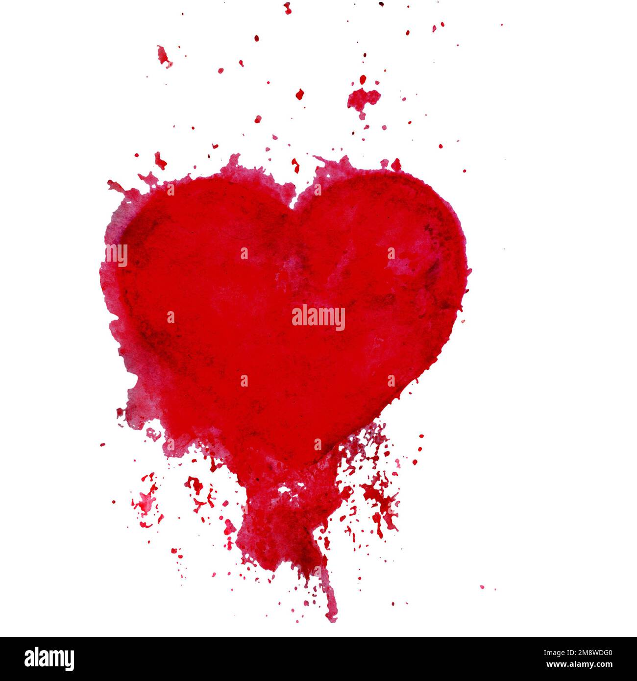 Red Splash Watercolor Heart Illustration on White Background Stock ...