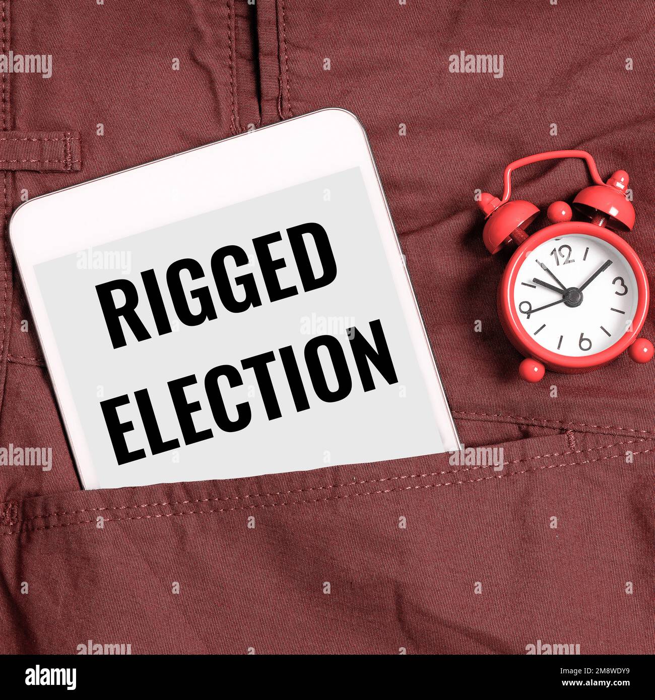 Text caption presenting Rigged Election. Business overview Manage ...