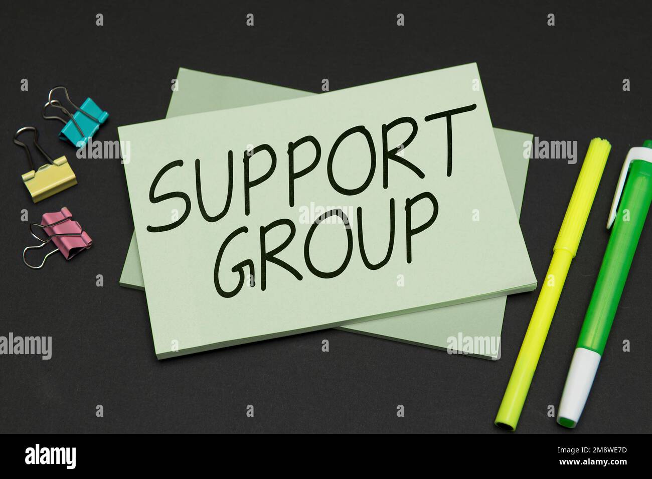 Handwriting text Support Group. Business showcase number of people ...