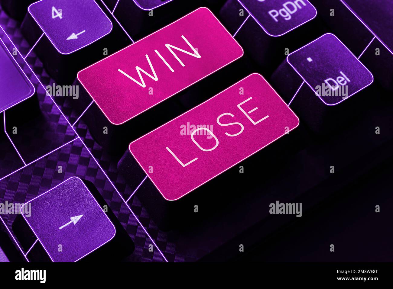 Hand writing sign Win Lose. Business concept Compare possibilities what ...