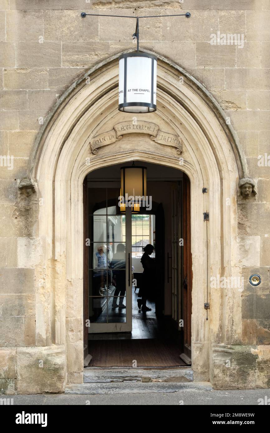 The Chapel Restaurant Bruton entrance Portrait View Stock Photo - Alamy