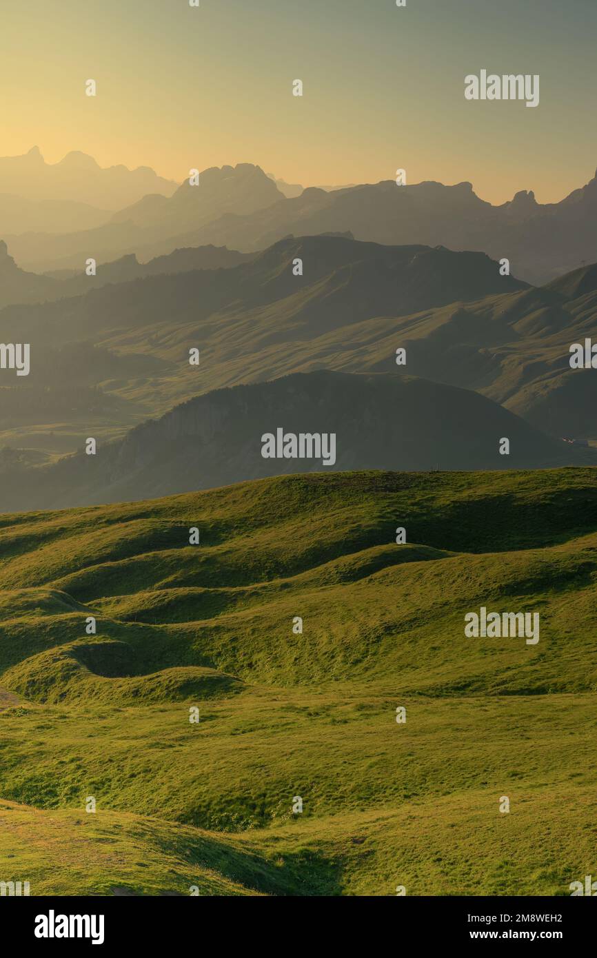Green mountain landscape with many plains Stock Photo - Alamy