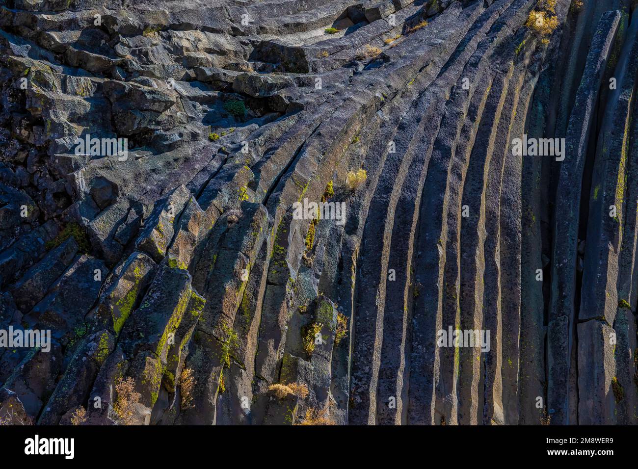 Basaltic columns created by cooling lava in Devils Postpile National ...