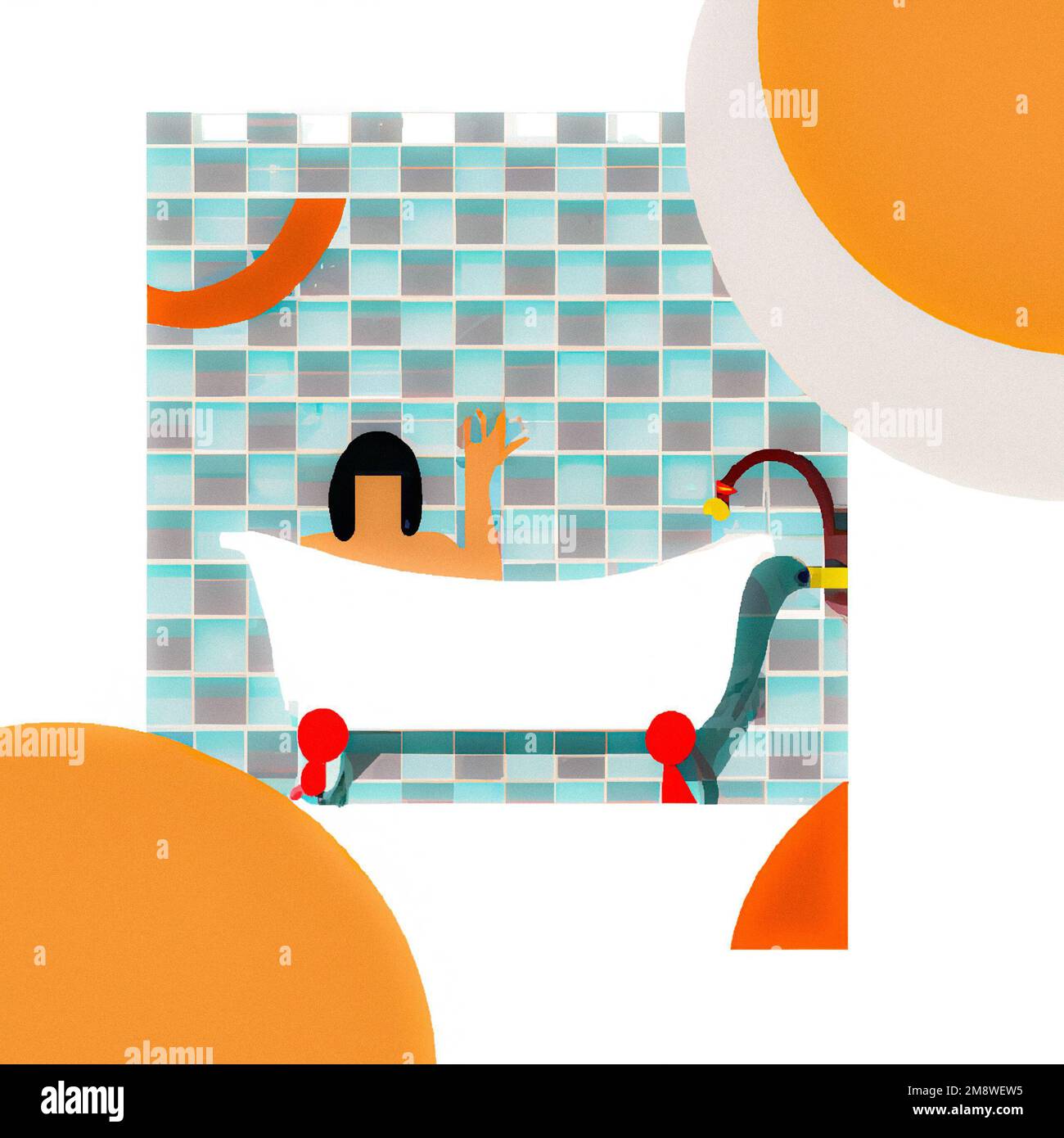 A minimalistic illustration of a person taking a bath Stock Photo - Alamy