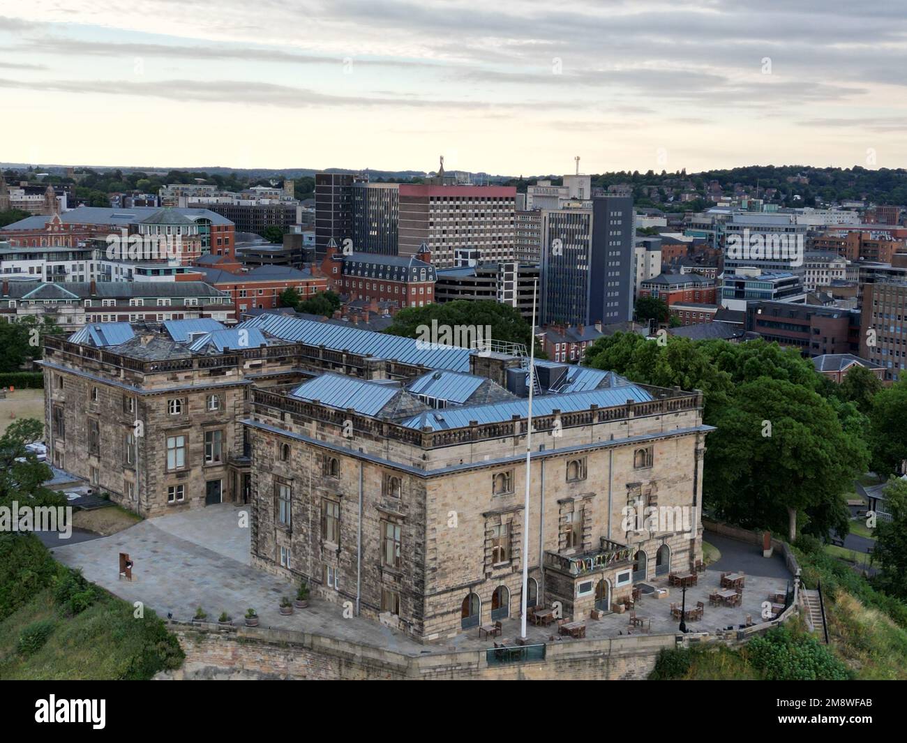an aerial shot over the Nottingham castle un the UK Stock Photo - Alamy