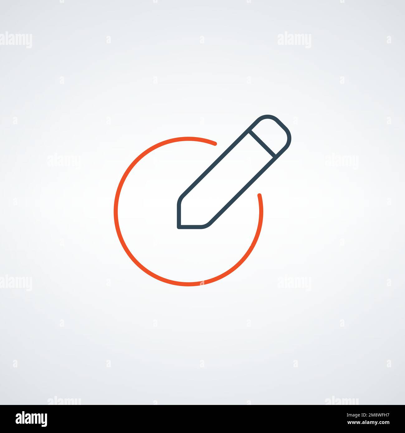 Linear Pen in circle button, write icon. Signature pen outline and ...
