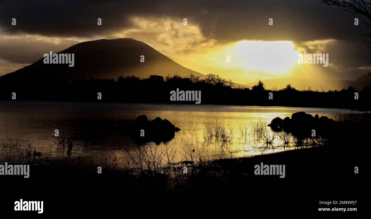 a stunning sunset over lough conn lake in ireland Stock Photo - Alamy