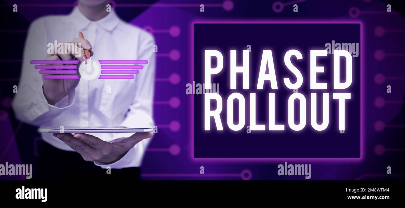 Hand writing sign Phased Rollout. Business approach the practice of ...
